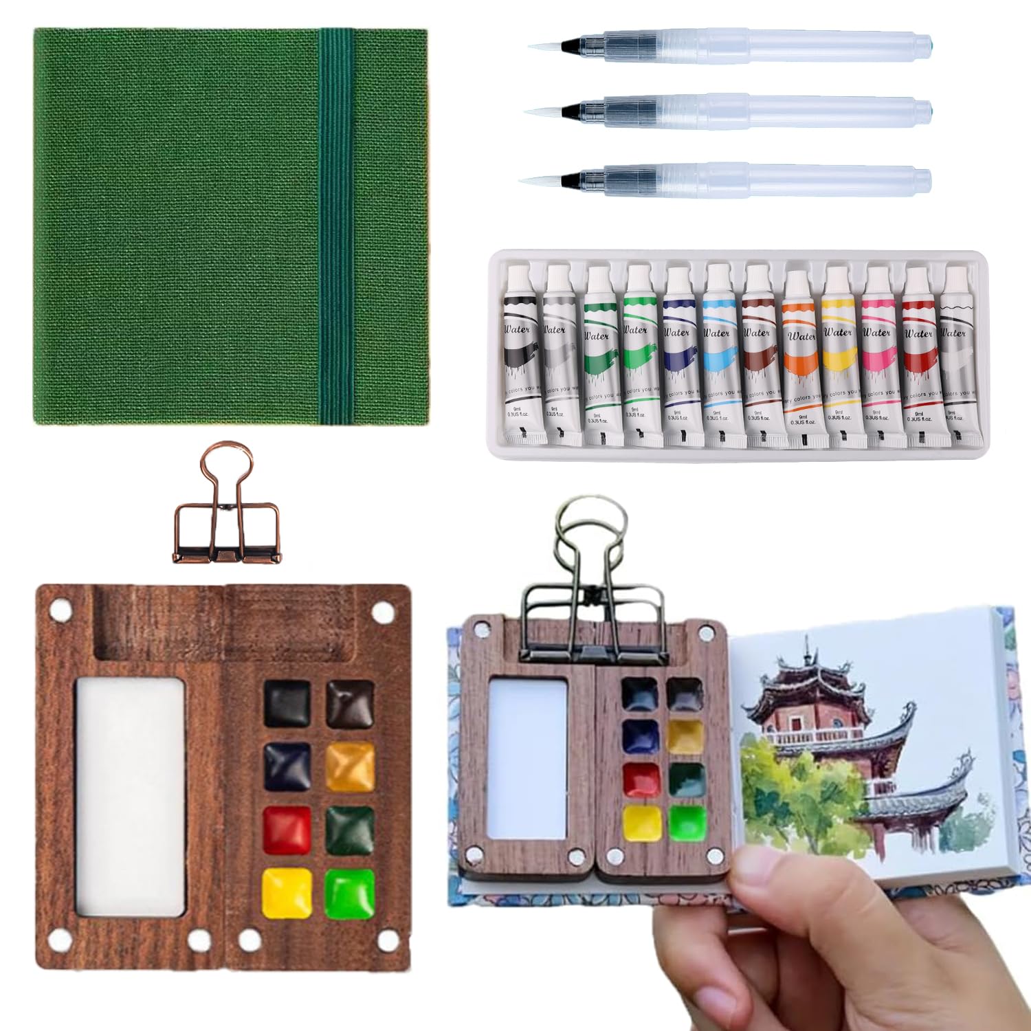 Amazon.com: Aimery Mini Watercolor Paint Set Travel, Tiny Mini Small ...