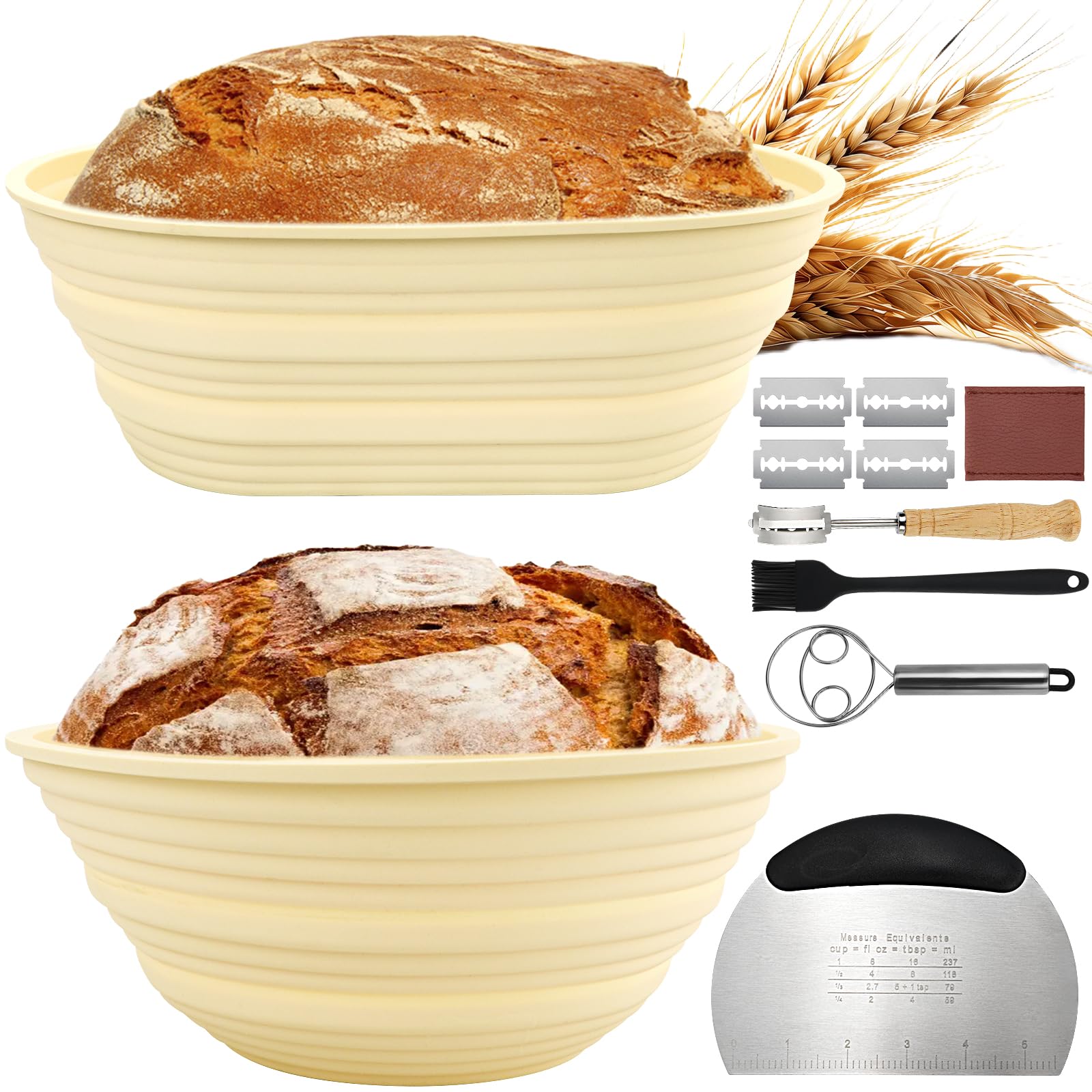 Snapklik.com : Bread Banneton Proofing Basket Set Of 2, Silicone 9 Inch ...