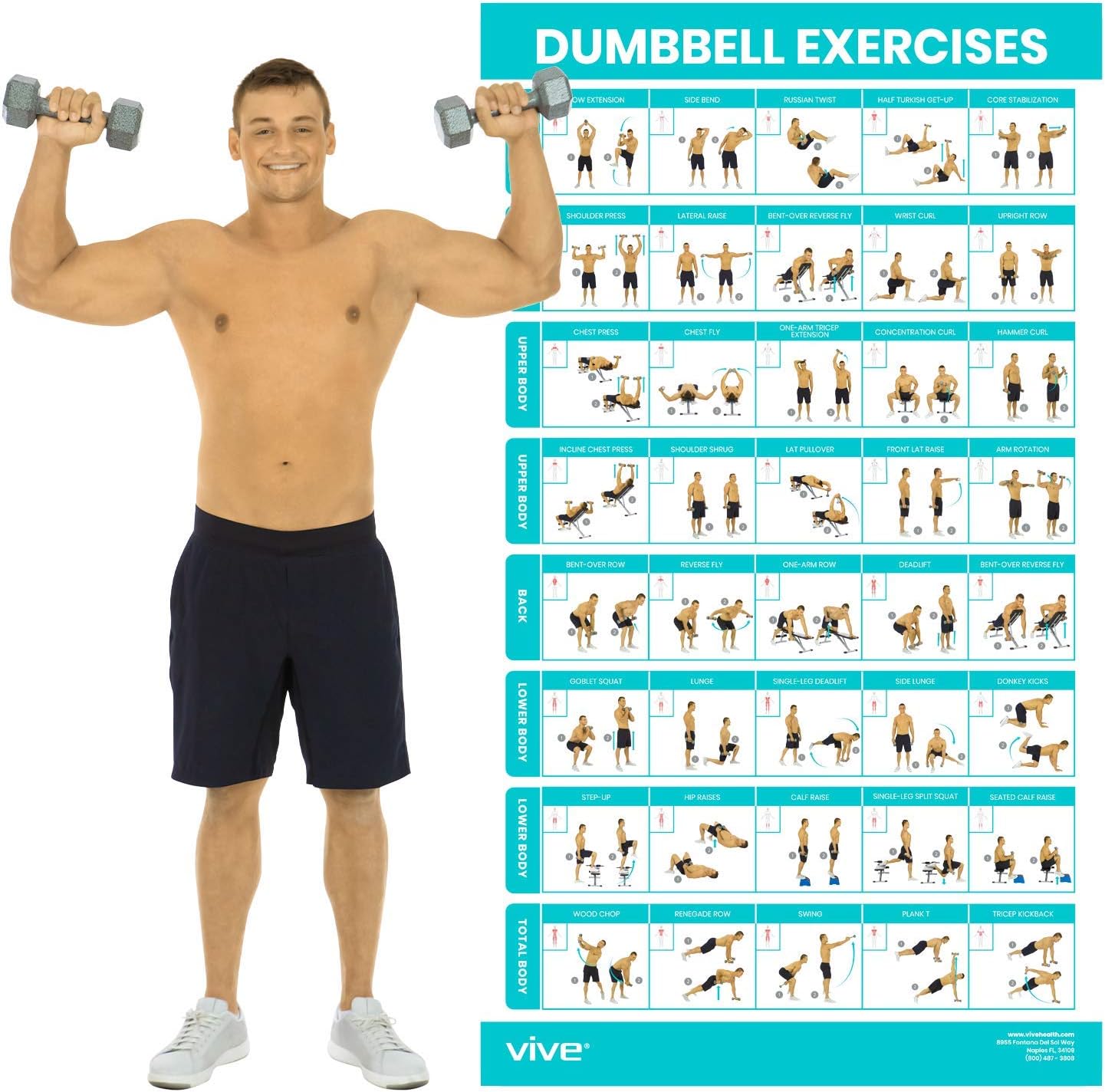 Amazon.com: QUICKFIT Kettlebell Workout Exercise Poster | Illustrated ...