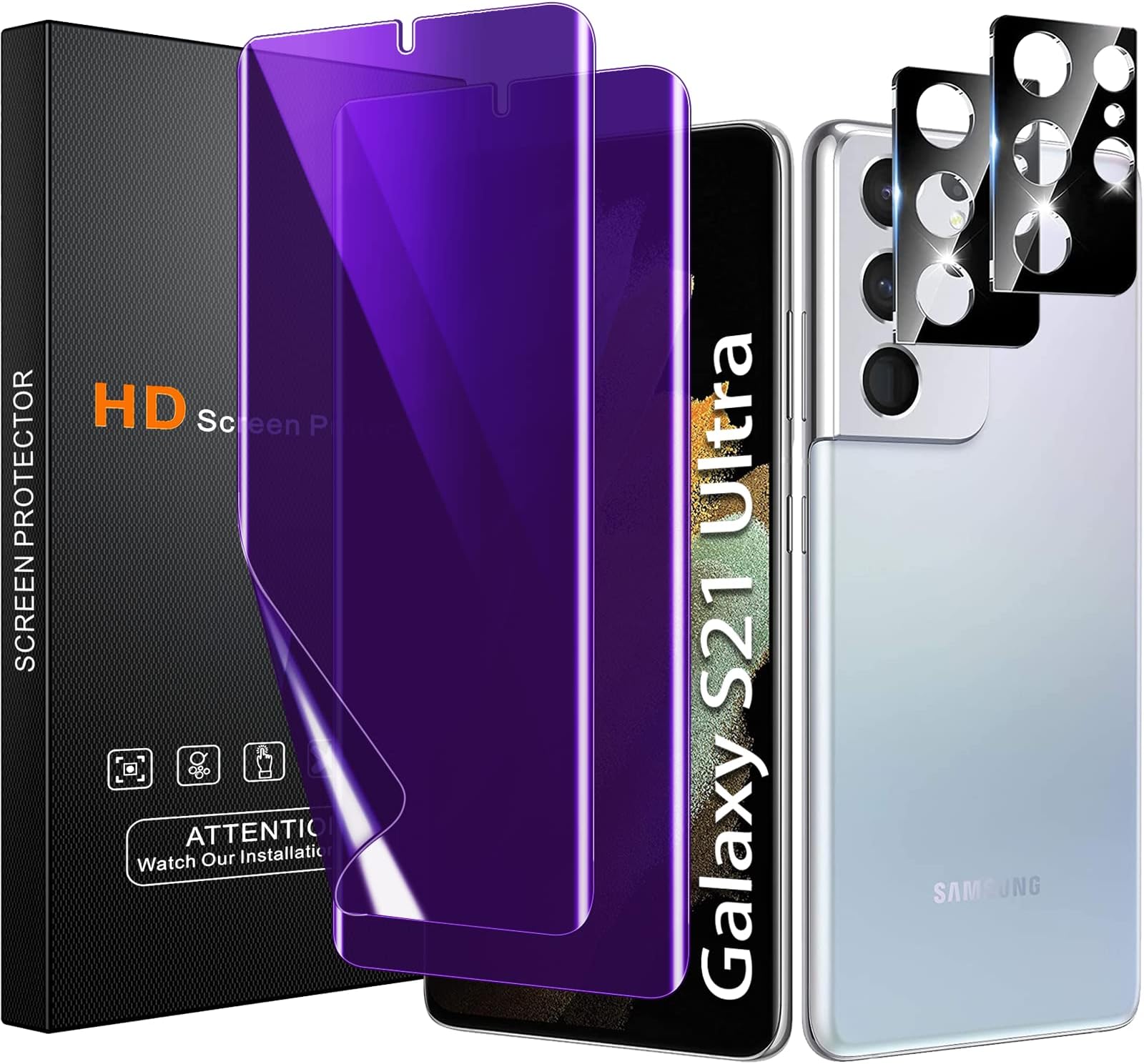 Amazon.com: S21 Ultra Privacy Screen Protector - Anti Spy Fingerprint ...