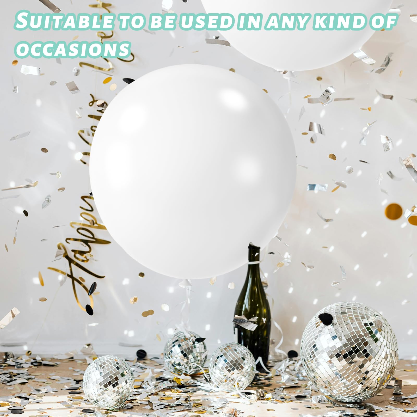 Snapklik.com : 4PCS Large Balloons 36inch, White Giant Balloons Jumbo ...