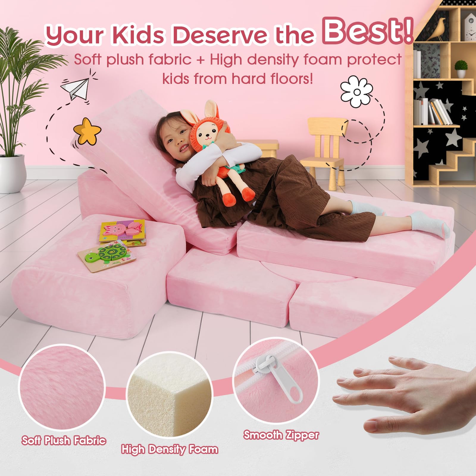 Snapklik.com : 12PCS Modular Kids Play Couch, Child Sectional Sofa ...