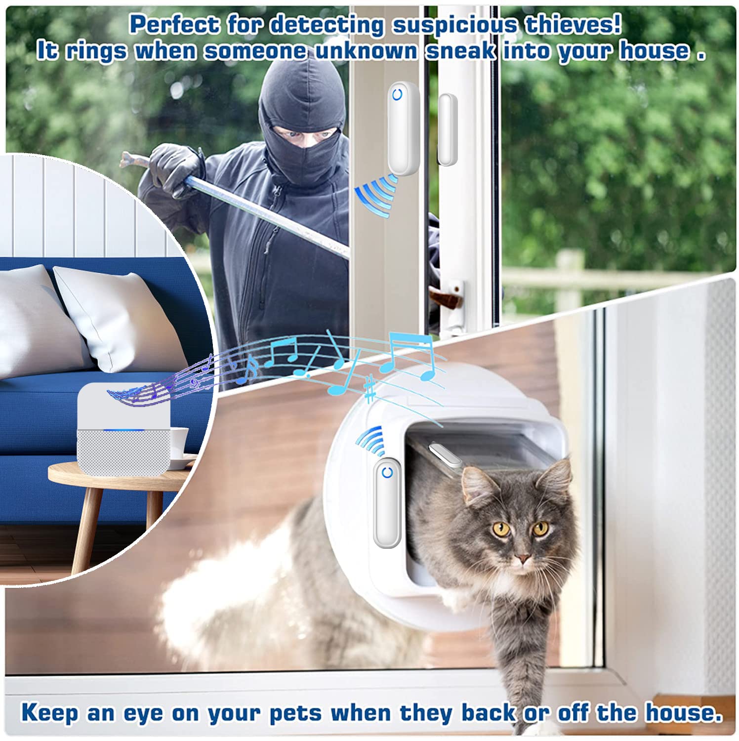 Snapklik.com : YisTech Portable Caregiver Pager Door Alarms For ...