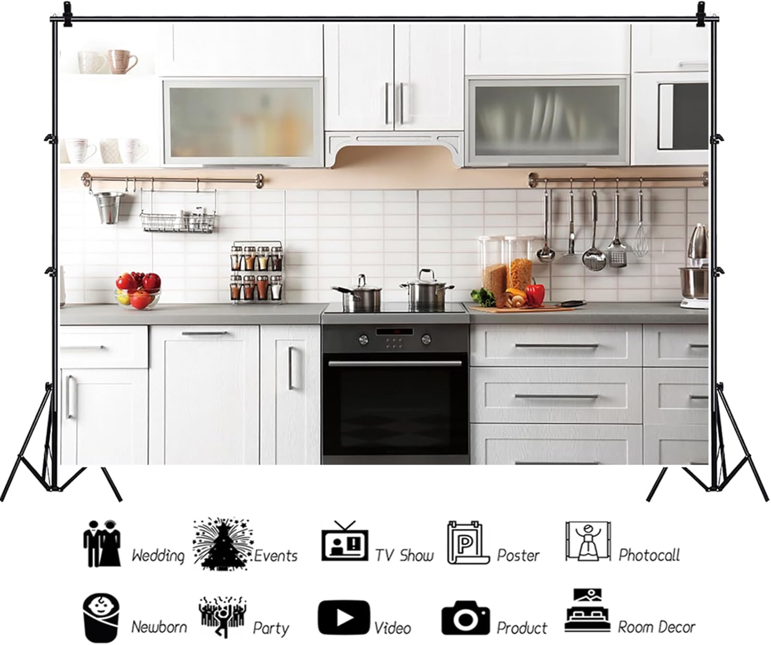 5x3ft Kitchen Backdrop Modern House White Kitchen Thailand | Ubuy