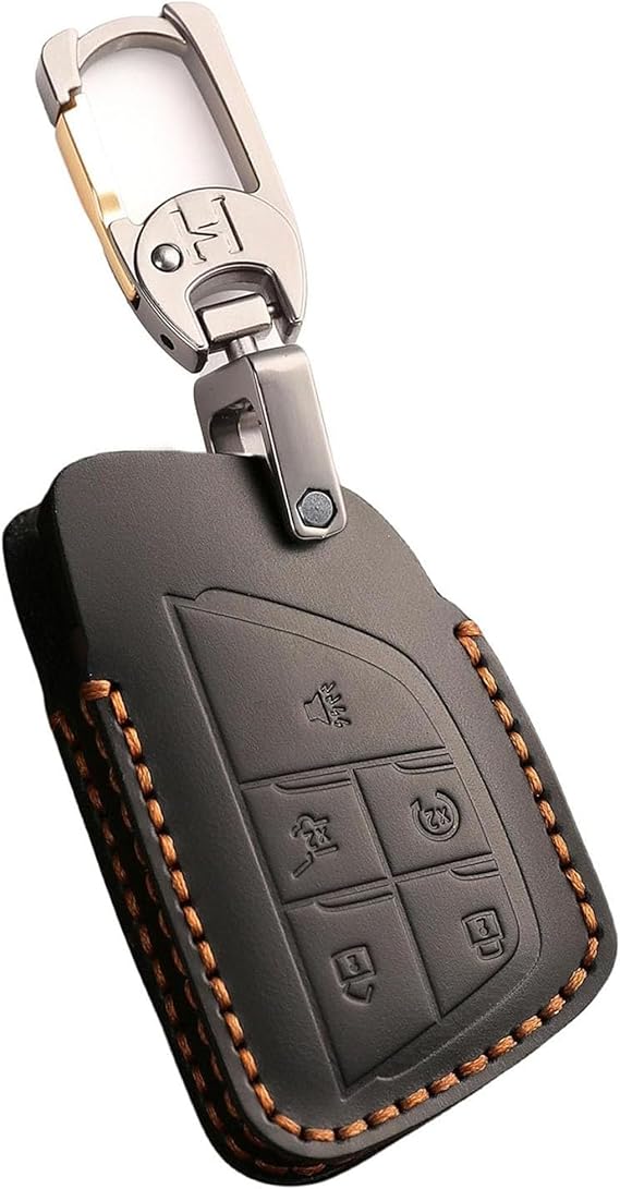 Amazon.com: Hontumax Leather 5-Button Key Fob Cover Case for GMC ...