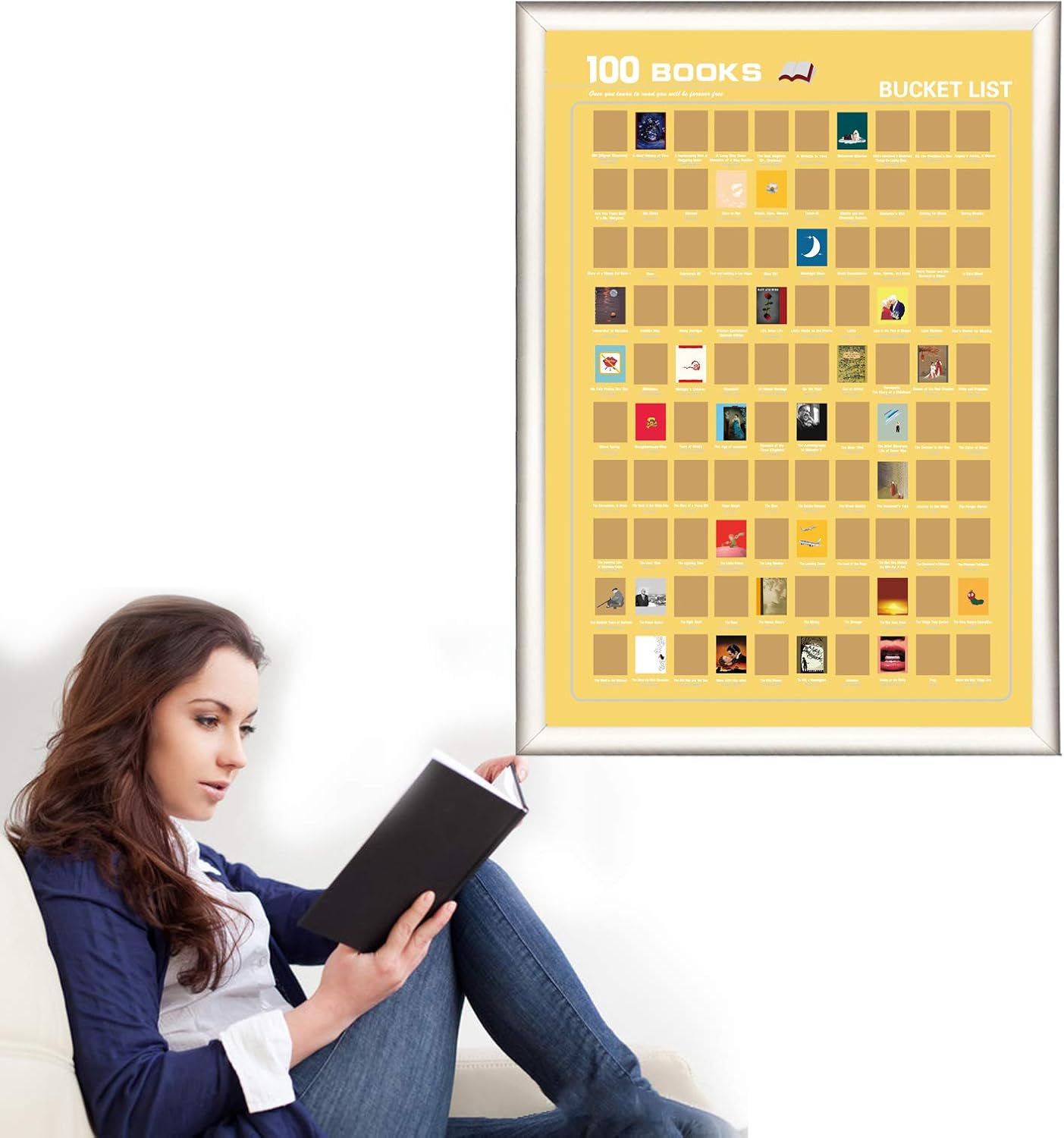 Amazon.com: 100 Books Poster Scratch Off Poster for Teen and Adult- 100 ...
