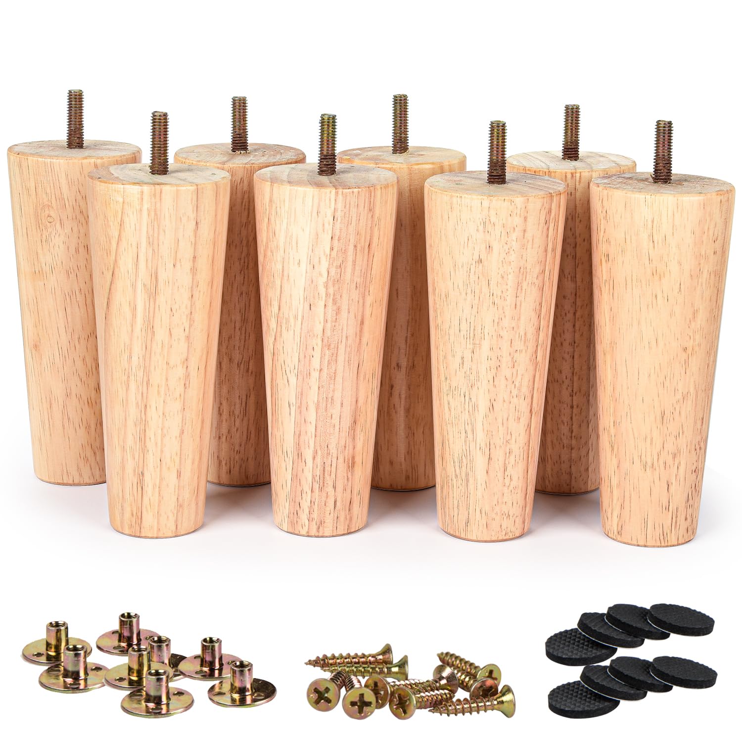 Amazon.com: La Vane 8 inch / 20cm Wooden Furniture Legs, Set of 8 Solid ...