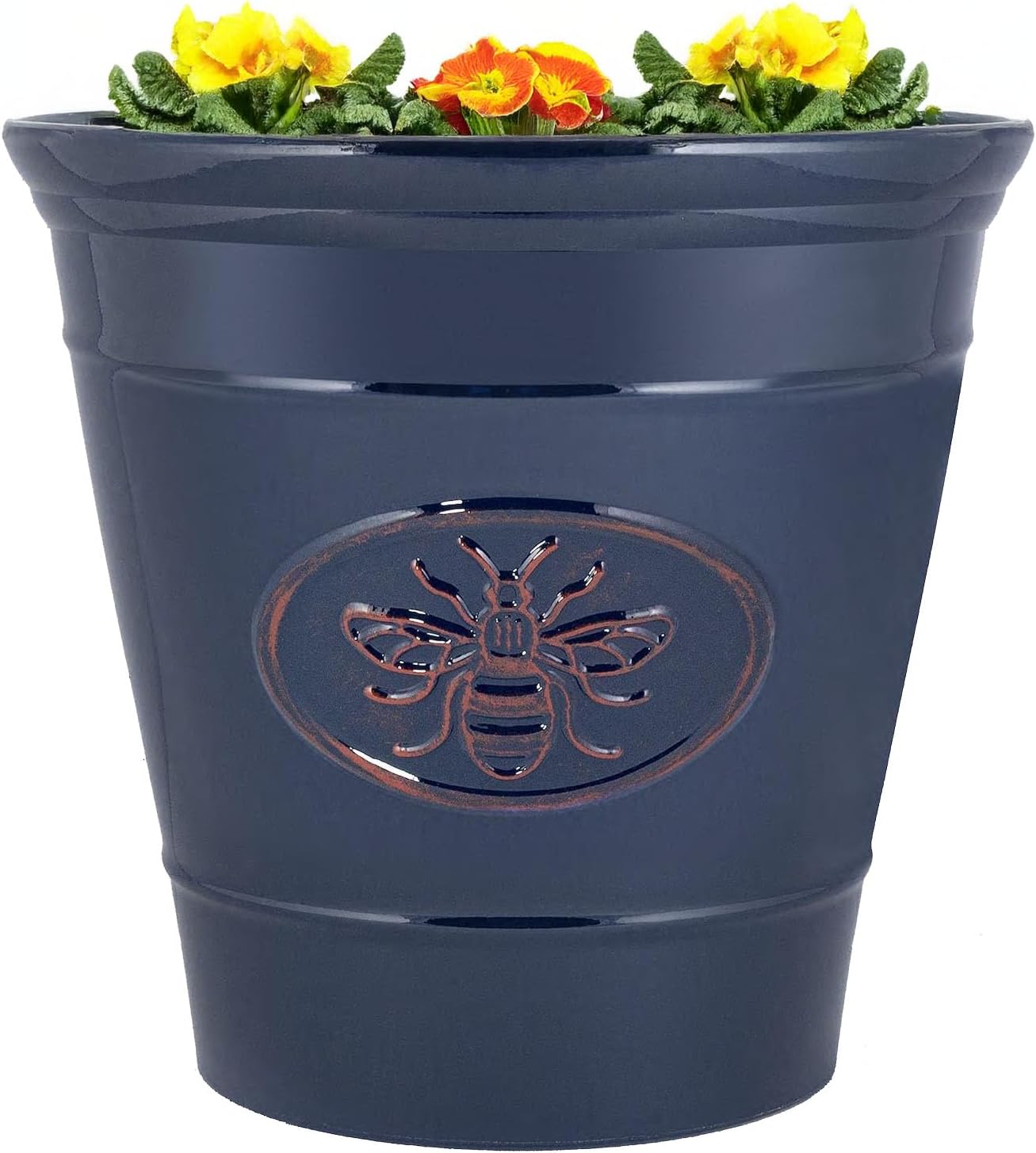 Outdoor Classic Bee Planter | Ceramic Look Round Plastic Flower Pot ...
