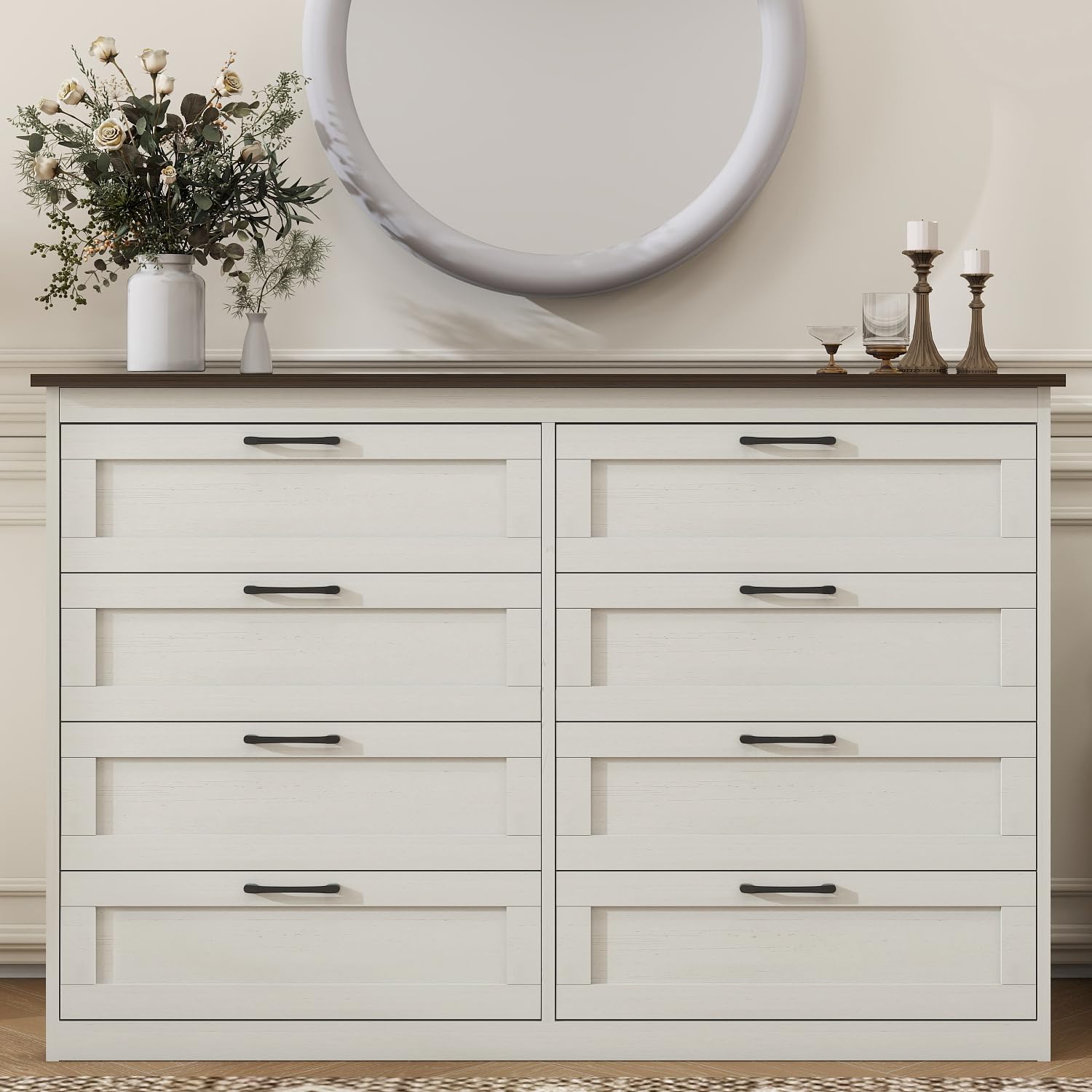Amazon.com: Vikiullf 8 Drawer Dresser - Farmhouse Dresser for Bedroom ...
