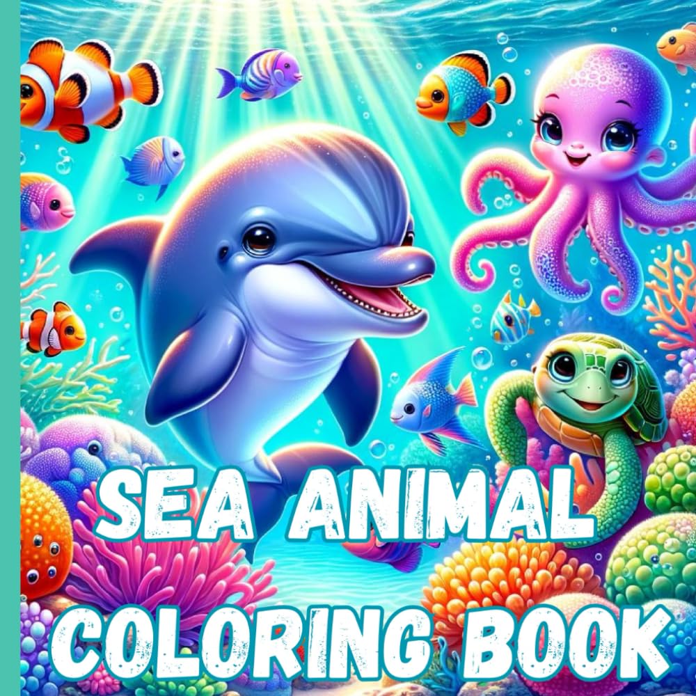 Sea Animals Coloring Book. Ocean Themed Coloring Books Suitable For ...