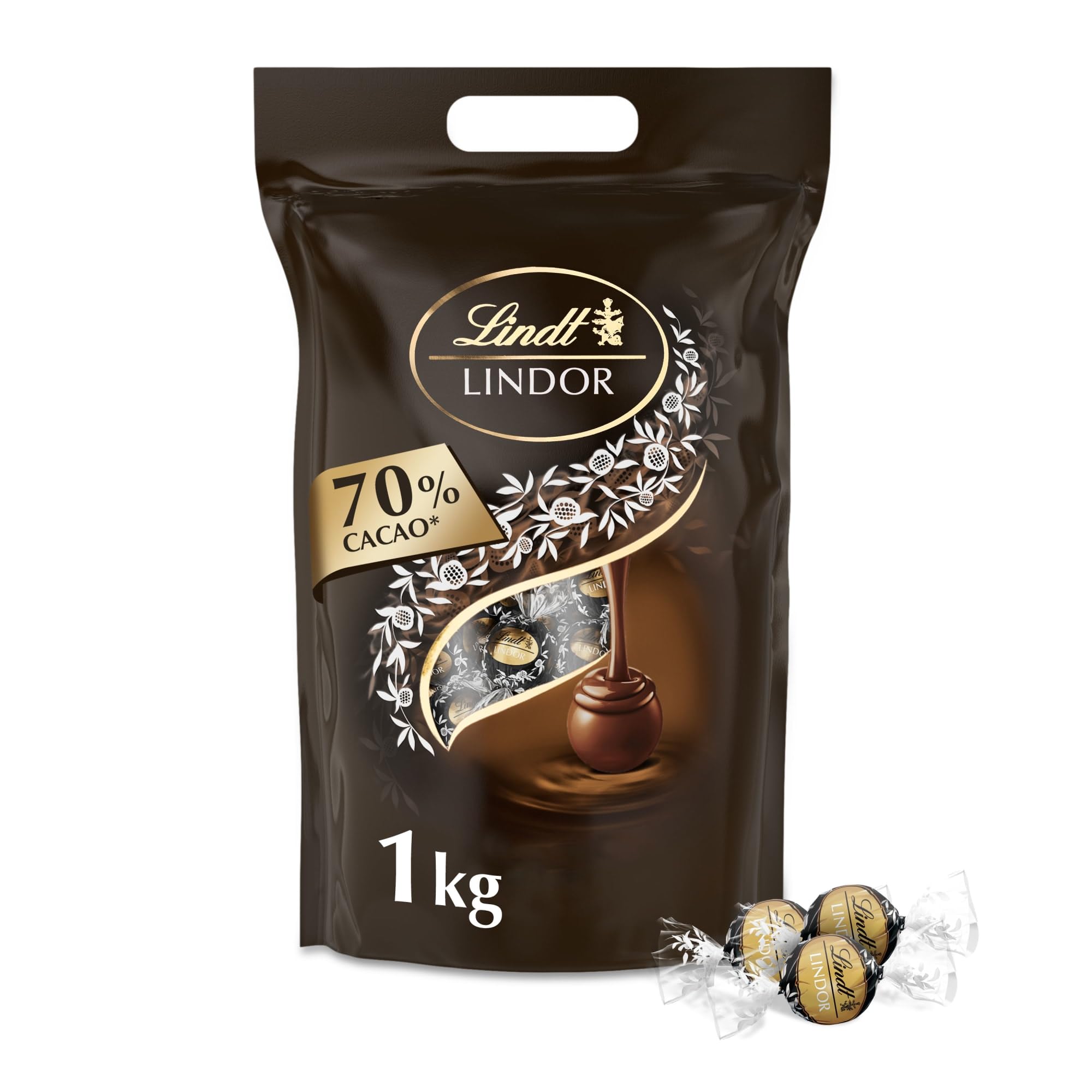 Lindt Lindor 70% Chocolate Truffles Bag - Approx 80 balls, 1kg ...