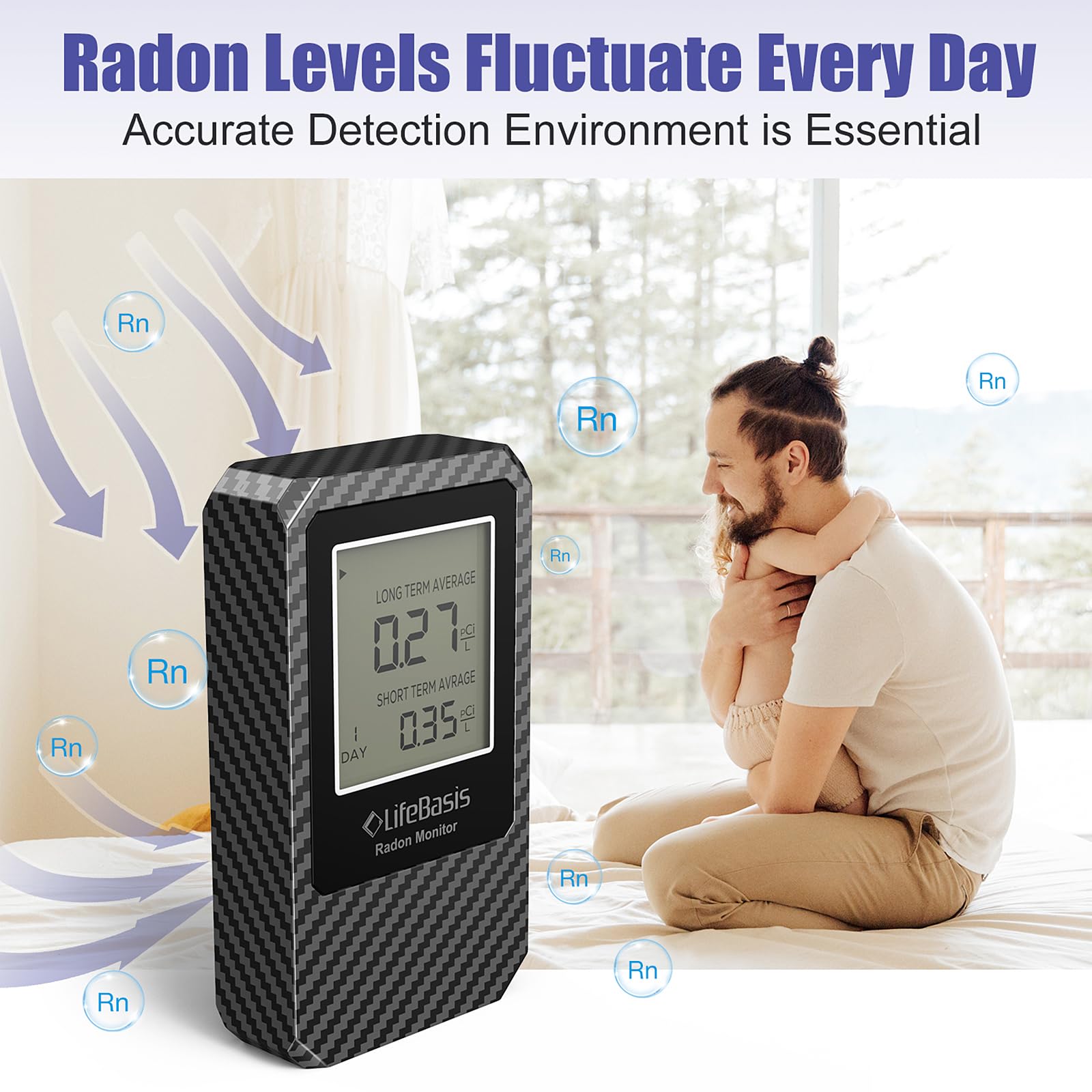 Radon Testing Device LifeBasis Radon Detector - Home Radon Gas Monitor ...