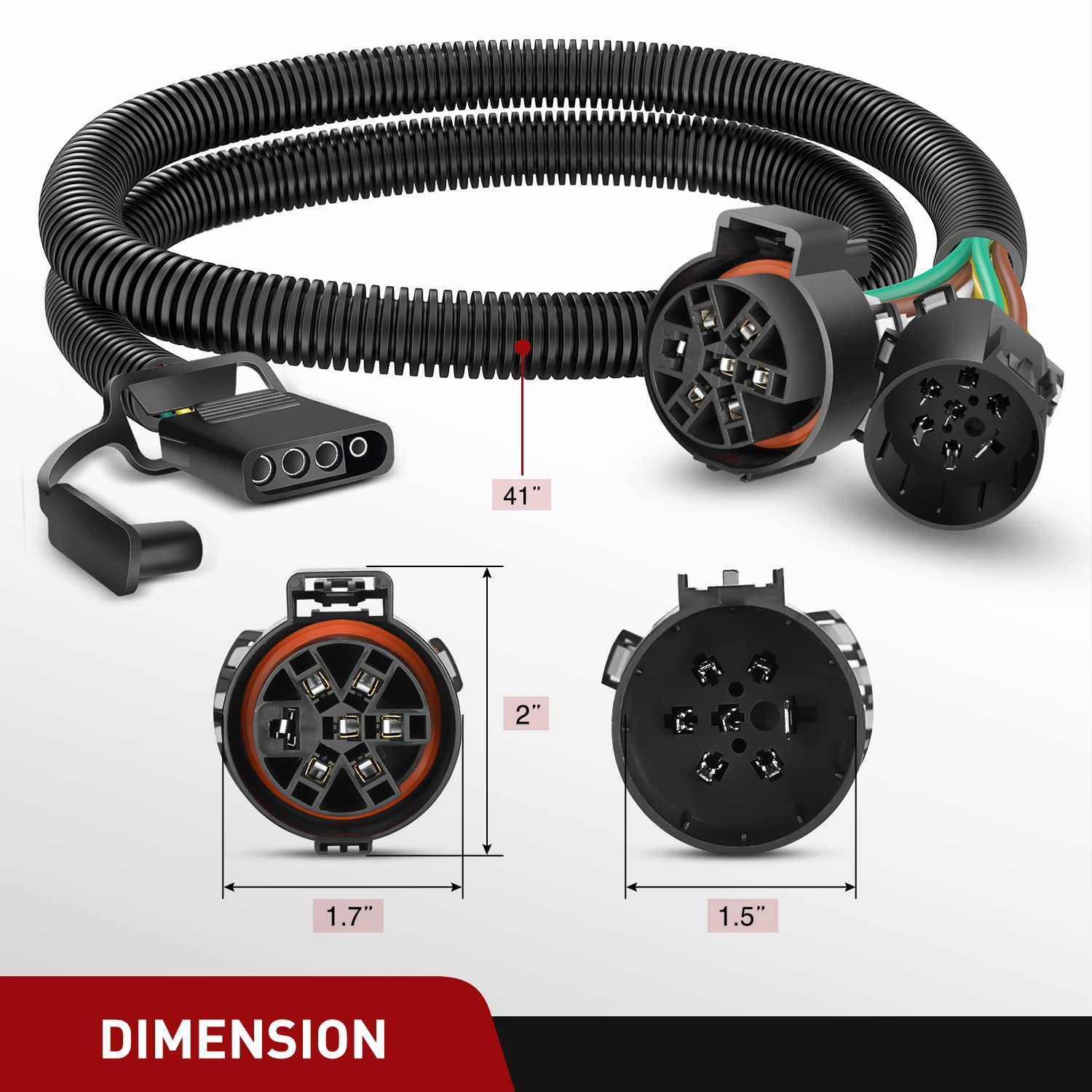 Snapklik.com : Nilight USCAR 7 Pin To 4-Pin Trailer Wiring Harness ...