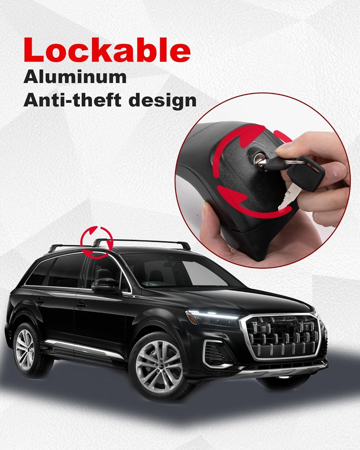 Snapklik.com : Etesan 220 LBS Load Aluminum Cross Bars Fit For Audi Q7 ...