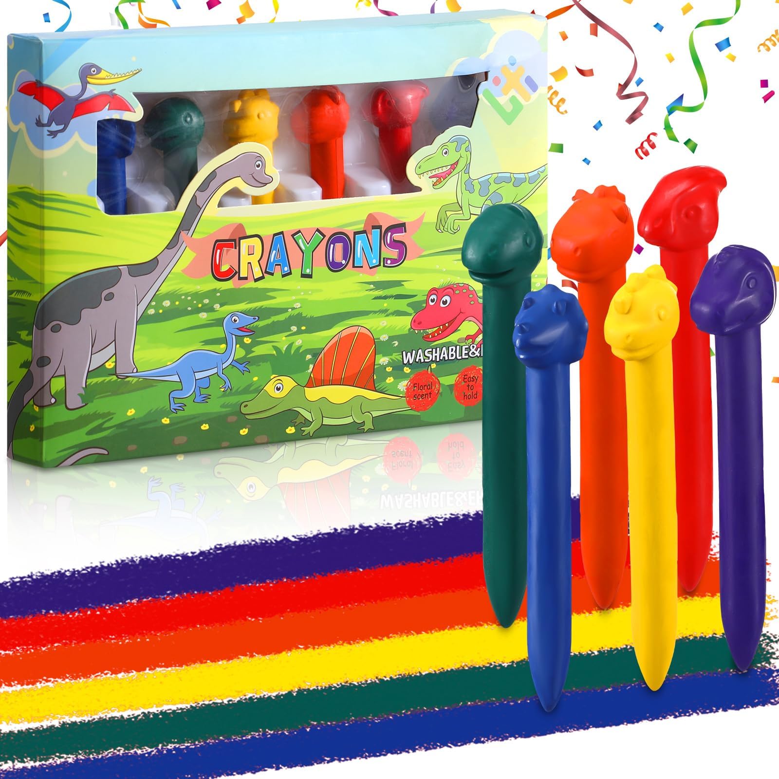 Amazon.com: Feifeiya 6 Color Dinosaur Crayons for Toddlers Non Toxic ...