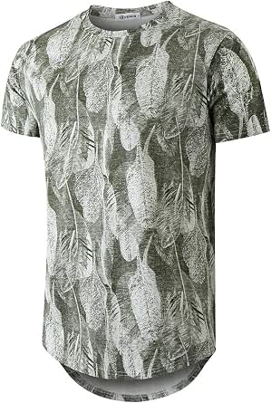 Amazon.com: KLIEGOU Mens Hipster Hip Hop Pattern Long Drop Tail T ...