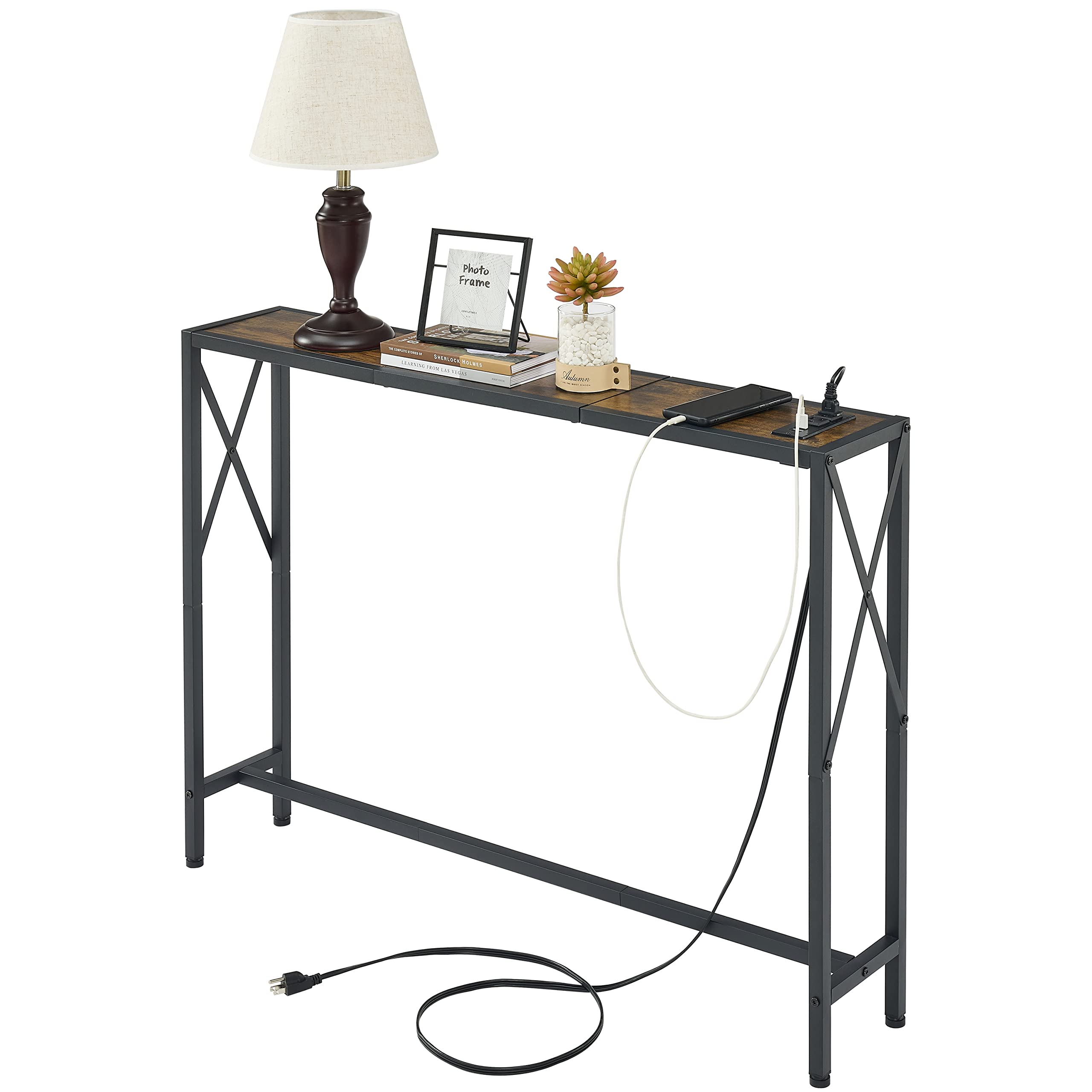 Amazon.com: Gewudraw Console Table with 2 AC Oulets & 2 USB Ports, 41.8 ...