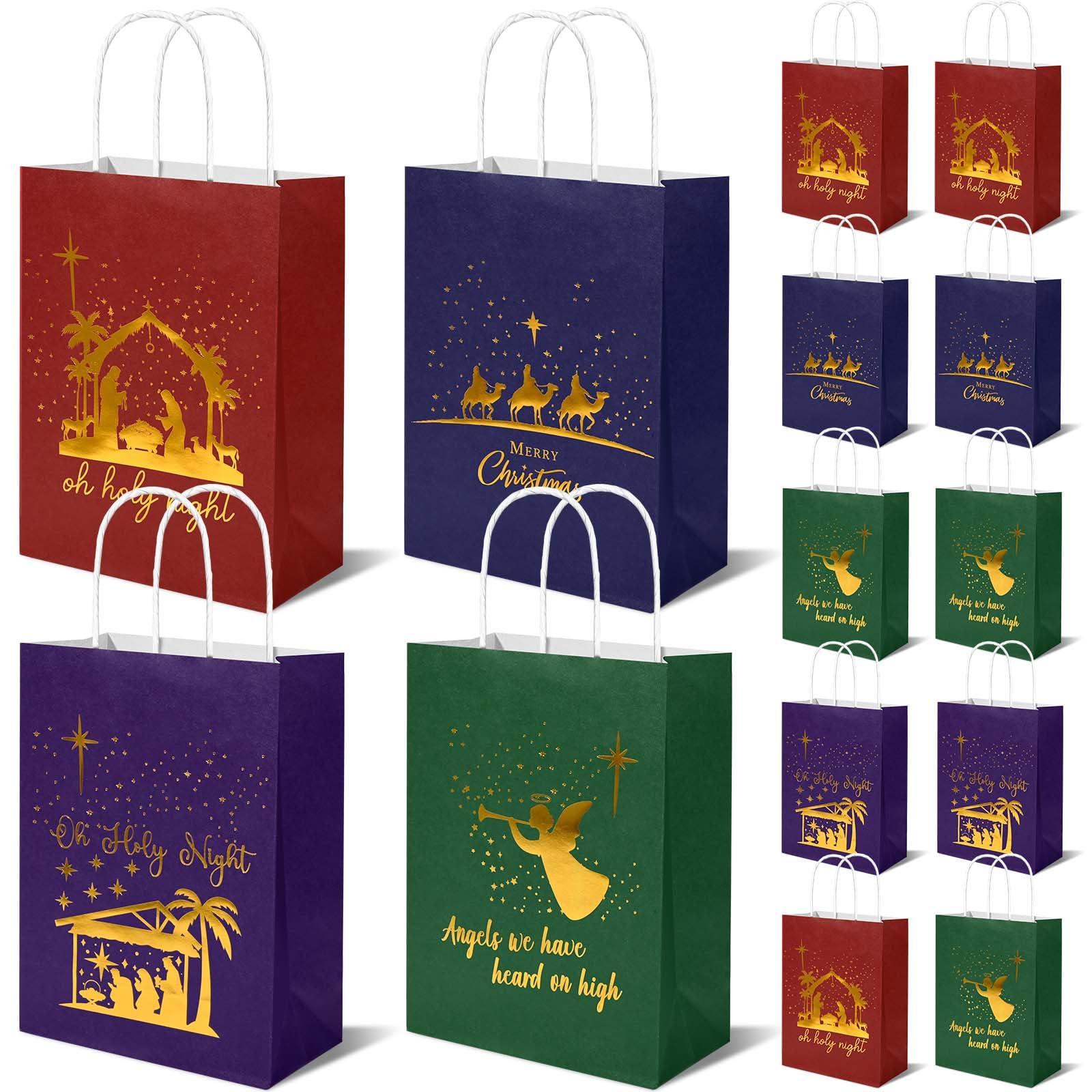 Amazon.com: Bolsome 24Pcs Christmas Nativity Gift Bags with Handles ...