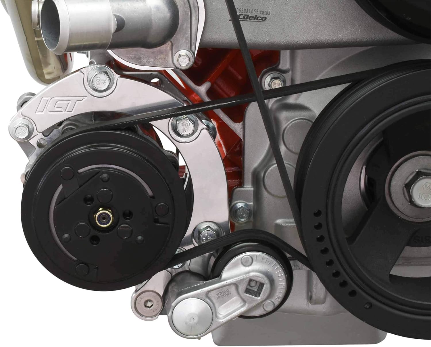 ICT Billet LS Camaro - Low Mount 4-Rib Air Conditioning Compressor ...