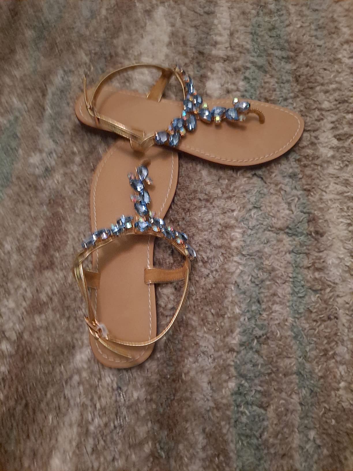 $9/mo - Finance Women's Rhinestone Flat Sandals, Women Flip Flops with ...