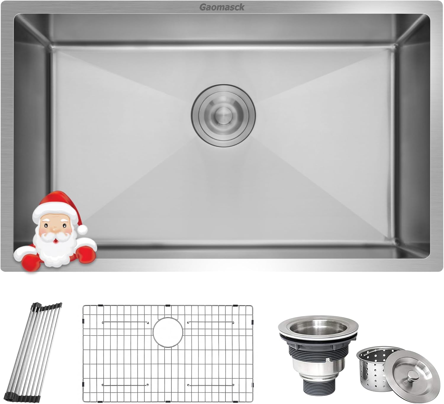 Gaomasck 22" Kitchen Sink,Undermount Sinks with Grid,16 Gauge Stainless ...