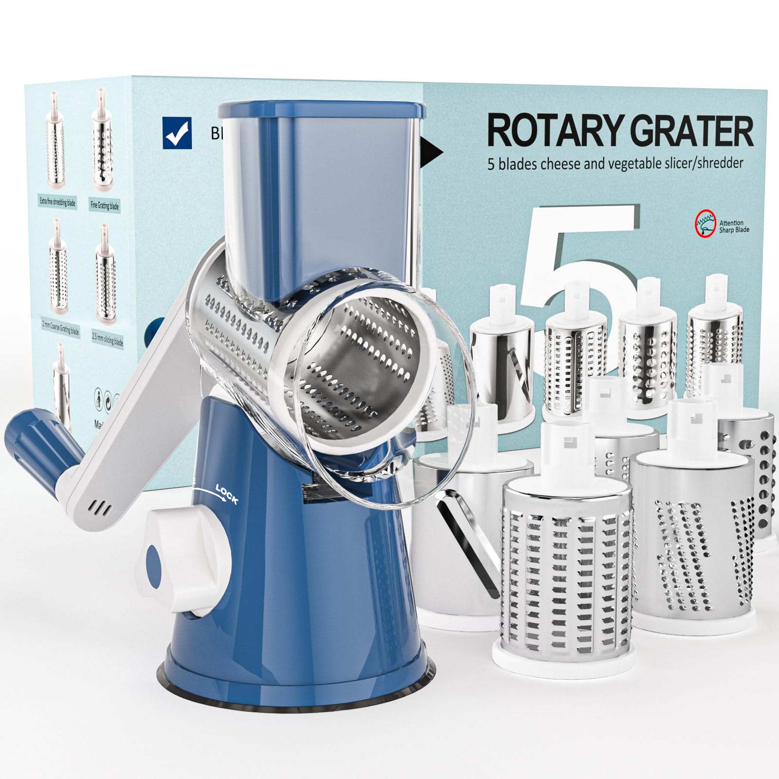 Amazon.com: Cambom Rotary Cheese Grater Hand Crank Cheese Shredder for ...