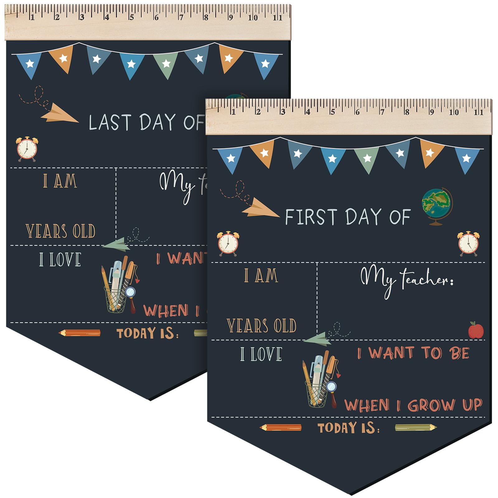 Snapklik.com : First And Last Day Of School Chalkboard Rainbow First ...