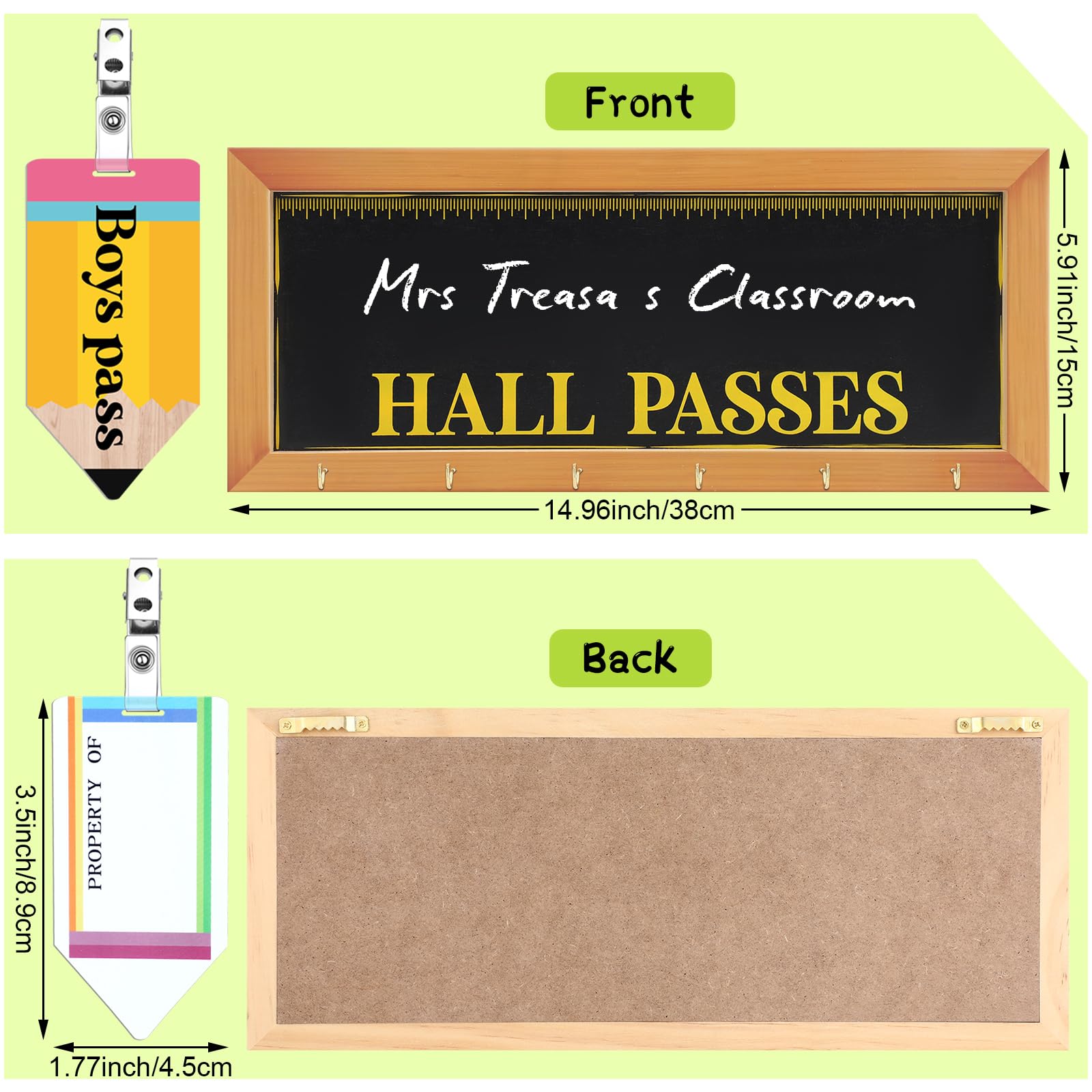 Fullhawl 7 Pcs Hall Passes For Classroom Include 1