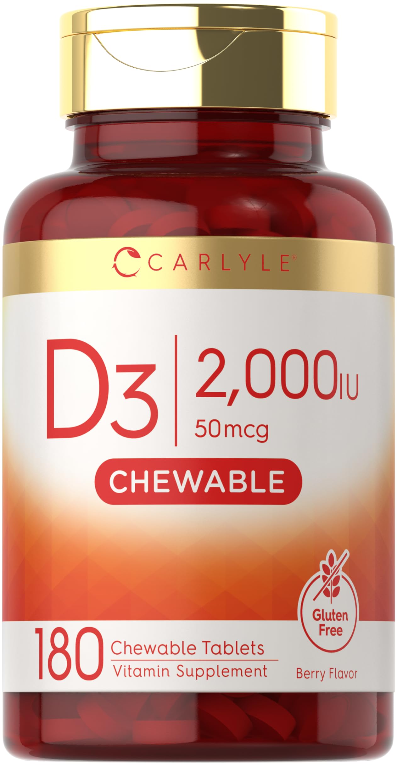 Amazon.com: Carlyle Chewable Vitamin D3 2000 IU (50mcg) Tablets | 180 ...