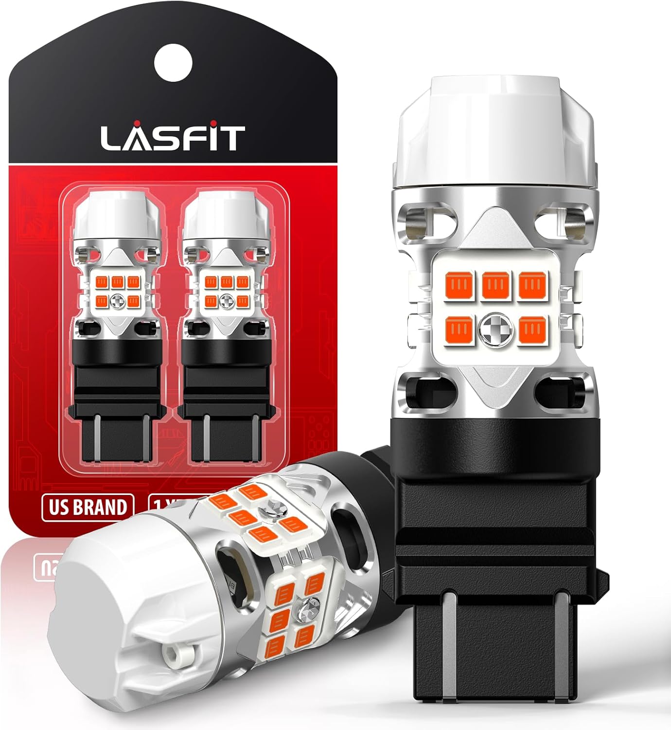 Amazon.com: LASFIT 3157 LED Bulb Amber, T3 4157 3057 Turn Signal Built ...