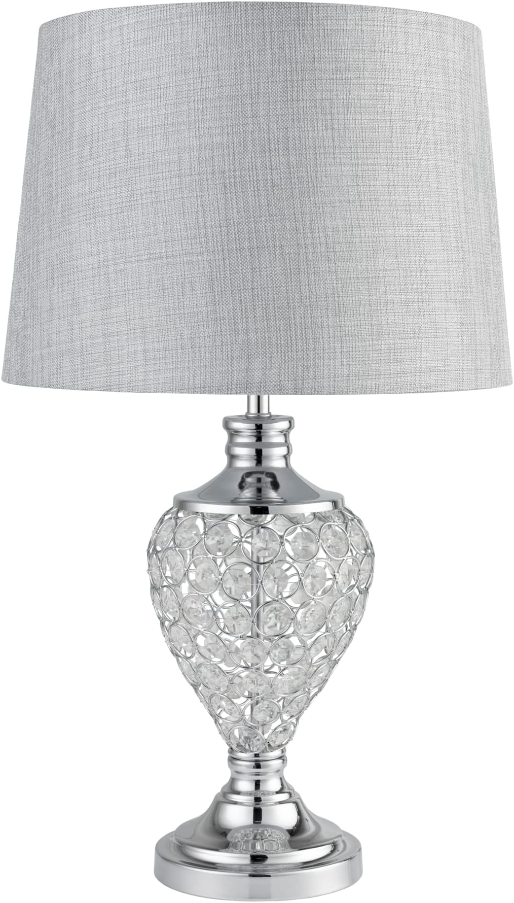 Hepburn Large Crystal Glass Table Lamp with Matching Grey Linen Shade ...