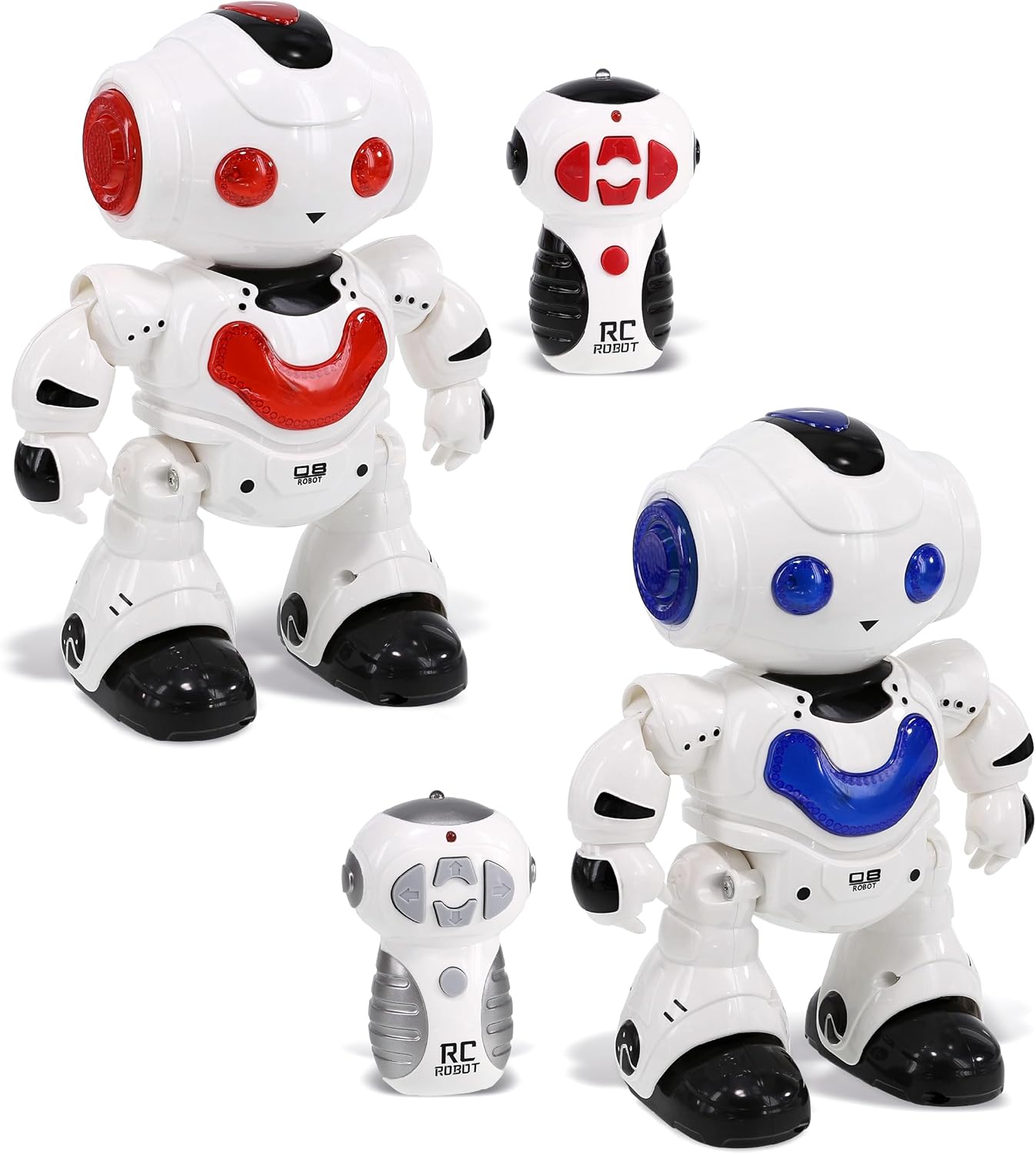 Amazon.com: Mozlly Sound & Lights RC Robot Toys - Remote Control Red ...