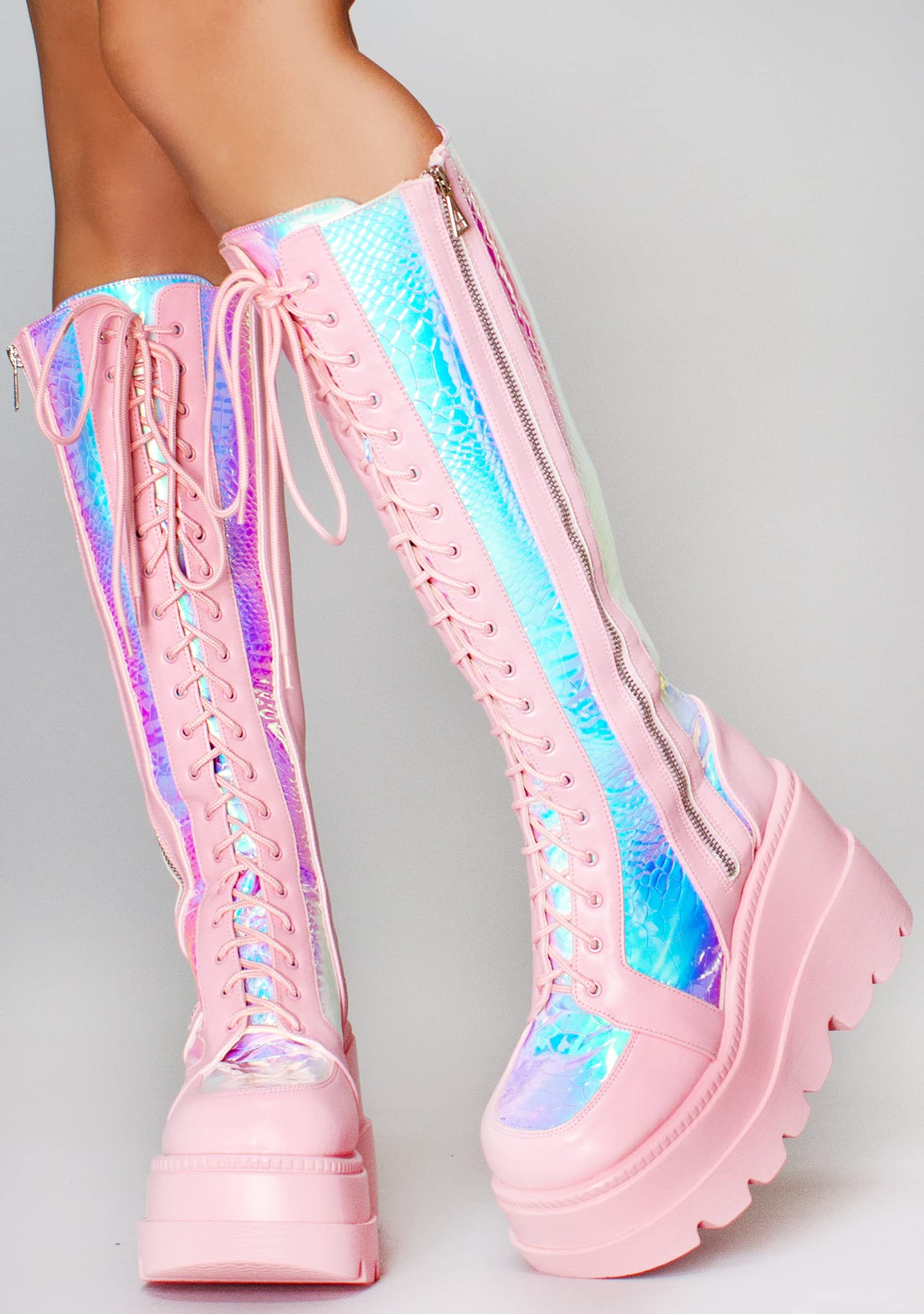 LASR Pink Poison Hi Platform Boots - Pink - Rave Festival EDM ...