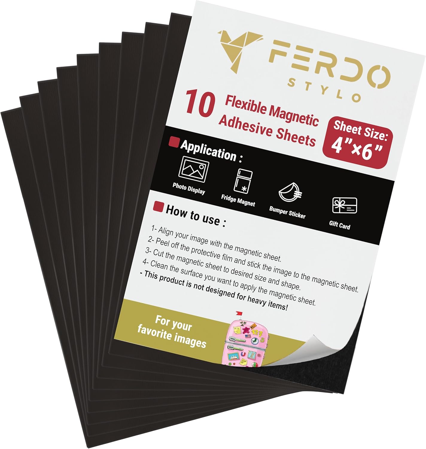 Ferdo Stylo Magnetic Sheets, 4x6 Inches, 10 Pack, Magnetic Sheet ...
