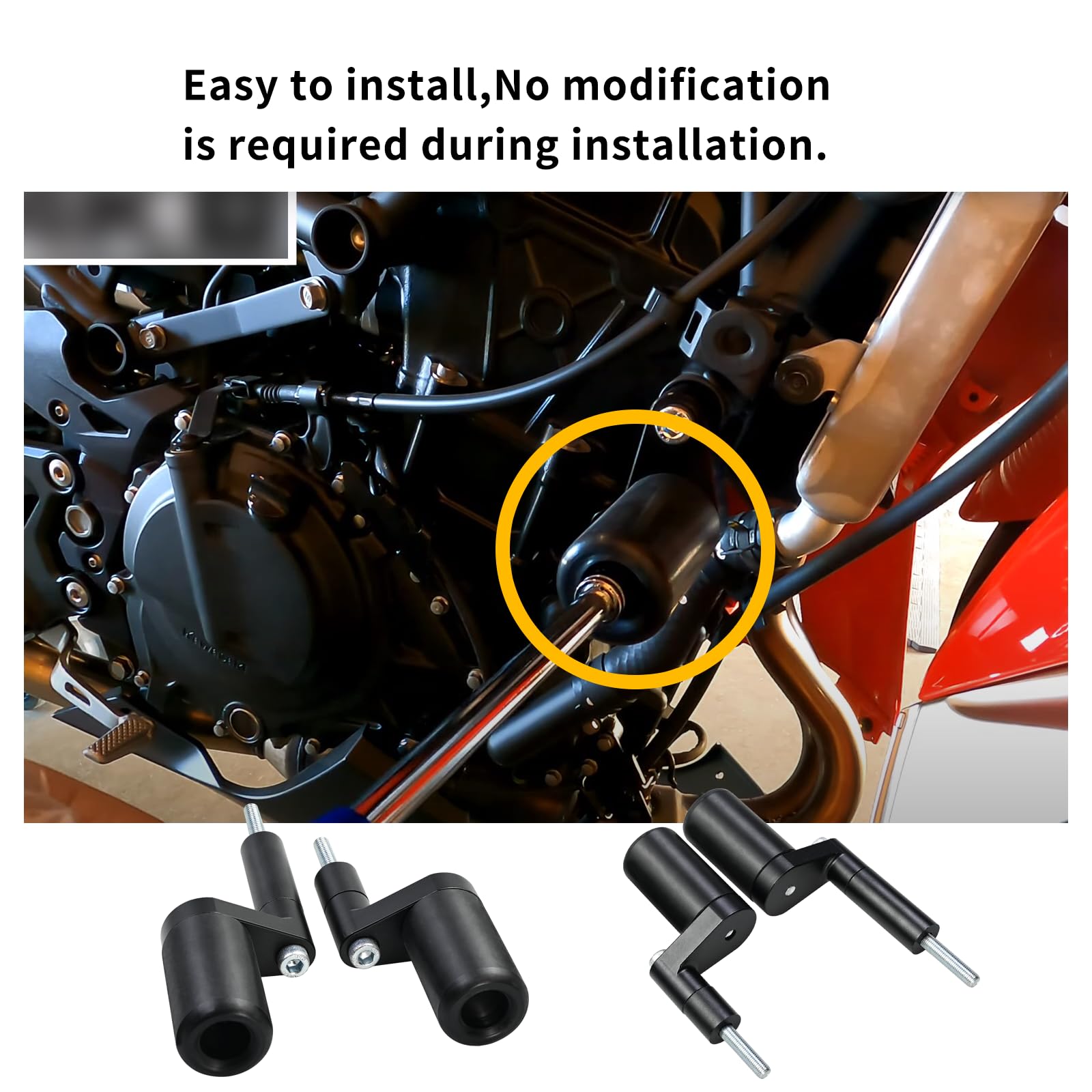 Snapklik.com : NO CUT Black Frame Sliders Fits Kawasaki Ninja 400 Z400 ...