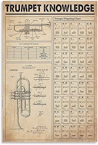 Amazon.com: Trumpet Knowledge Poster, Trumpet Fingering Chart, Musician ...