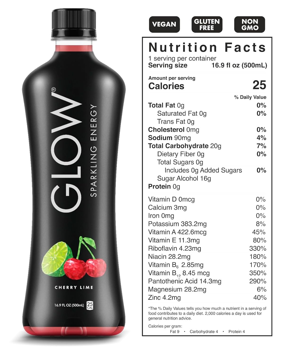 GLOW Beverages – Bebida energética con gas, agua saborizada baja en ...