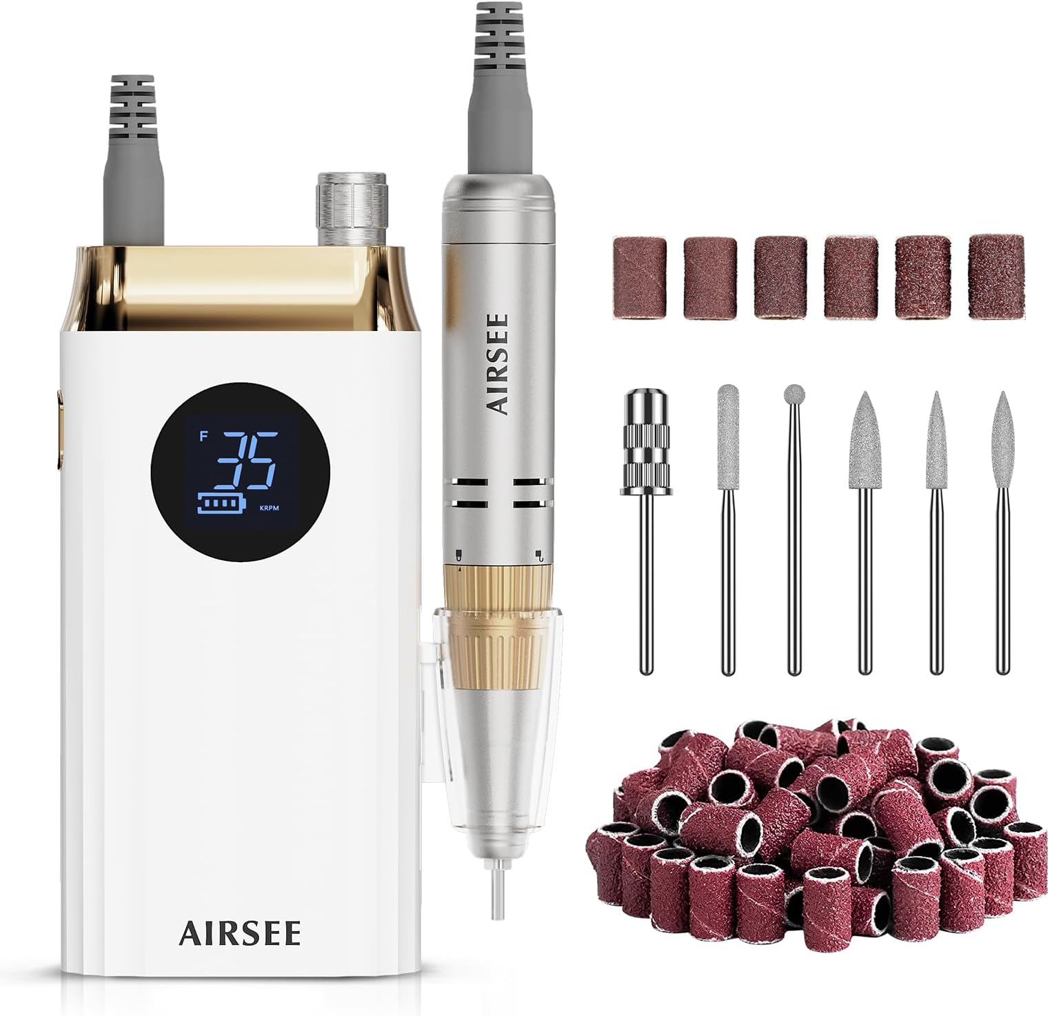 Amazon.com: AIRSEE Portable Nail Drill 35000RPM,Rechargeable Cordless ...