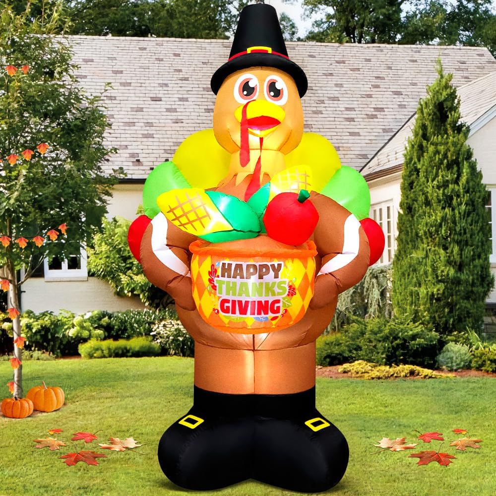 Amazon.com: KOOY 8FT Thanksgiving Inflatables Outdoor Decorations ...