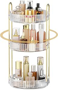 Mokani 360 Rotating Makeup Organizer, 3 Tiers Perfume Organizer, Large ...
