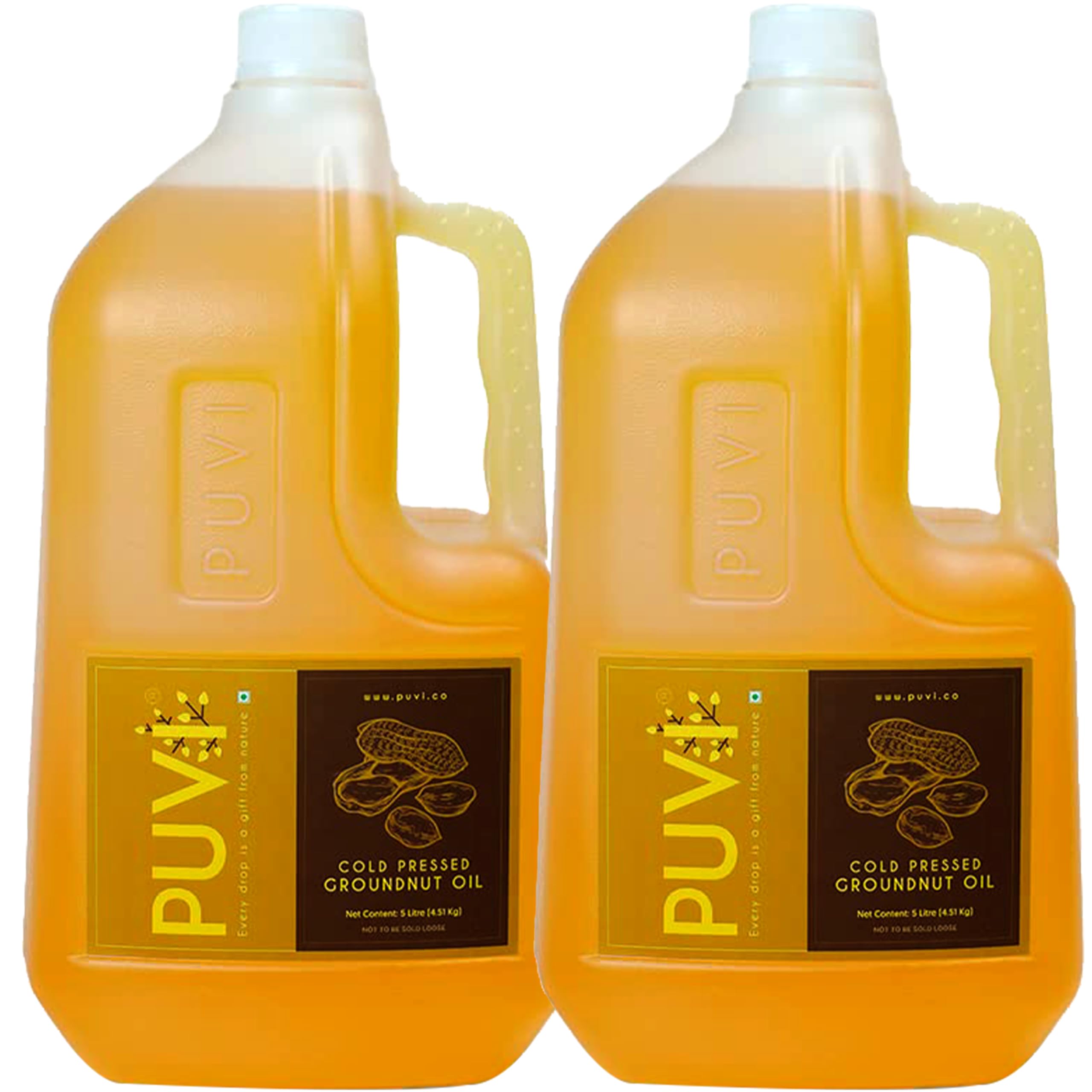 Puvi HDPE 10L Cold Pressed Groundnut/Peanut Oil (Chekku/Ghani) - Pack ...