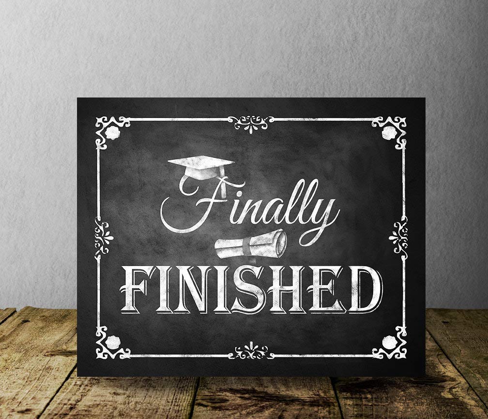 Buy HRHRHREU Finally Finished Chalkboard Graduation Sign Graduation ...