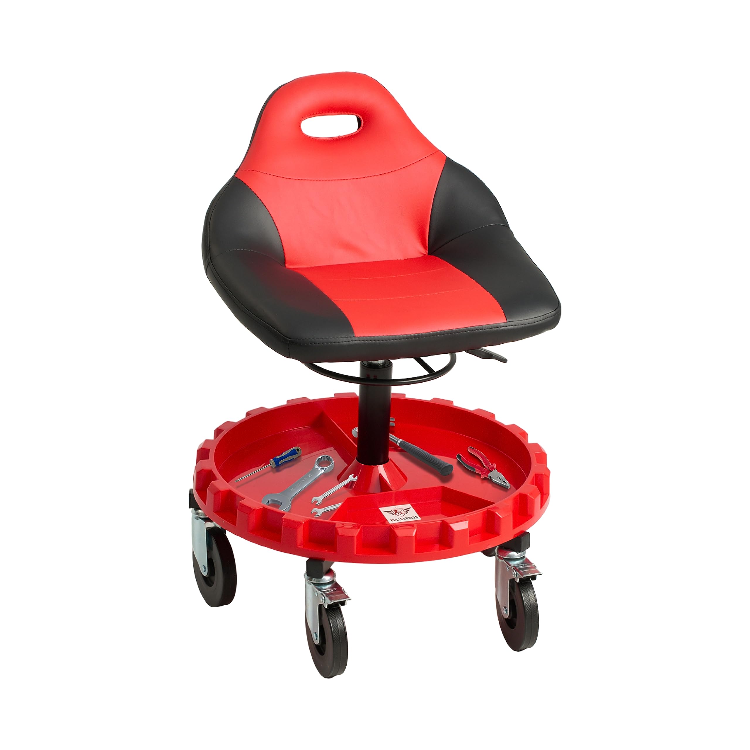 BullsArmor Large Rolling Mechanic Chair with Backrest - Swivel Seat ...