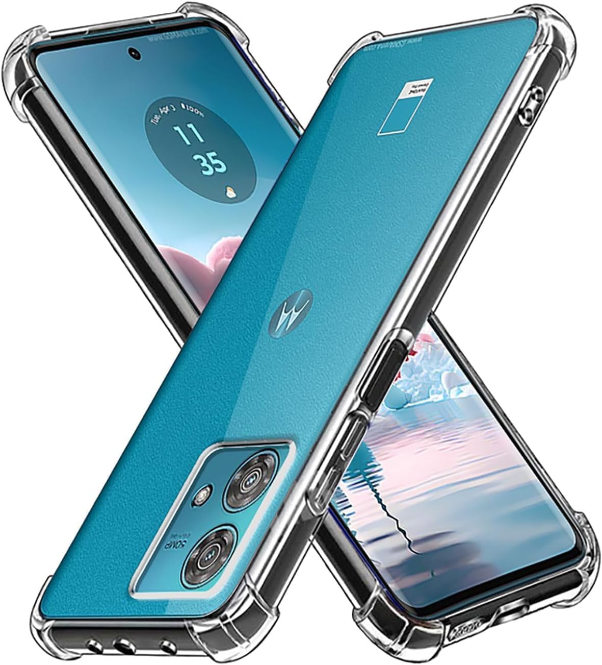 GIOPUEY Clear Case Compatible with Motorola Edge 40, [With 2 Pack Screen Protector] TPU Slim ...