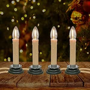 Amazon.com: CHYParty 4 Pack Electric Window Candles, 5 Inch Plug in Christmas Candle Lights with ...