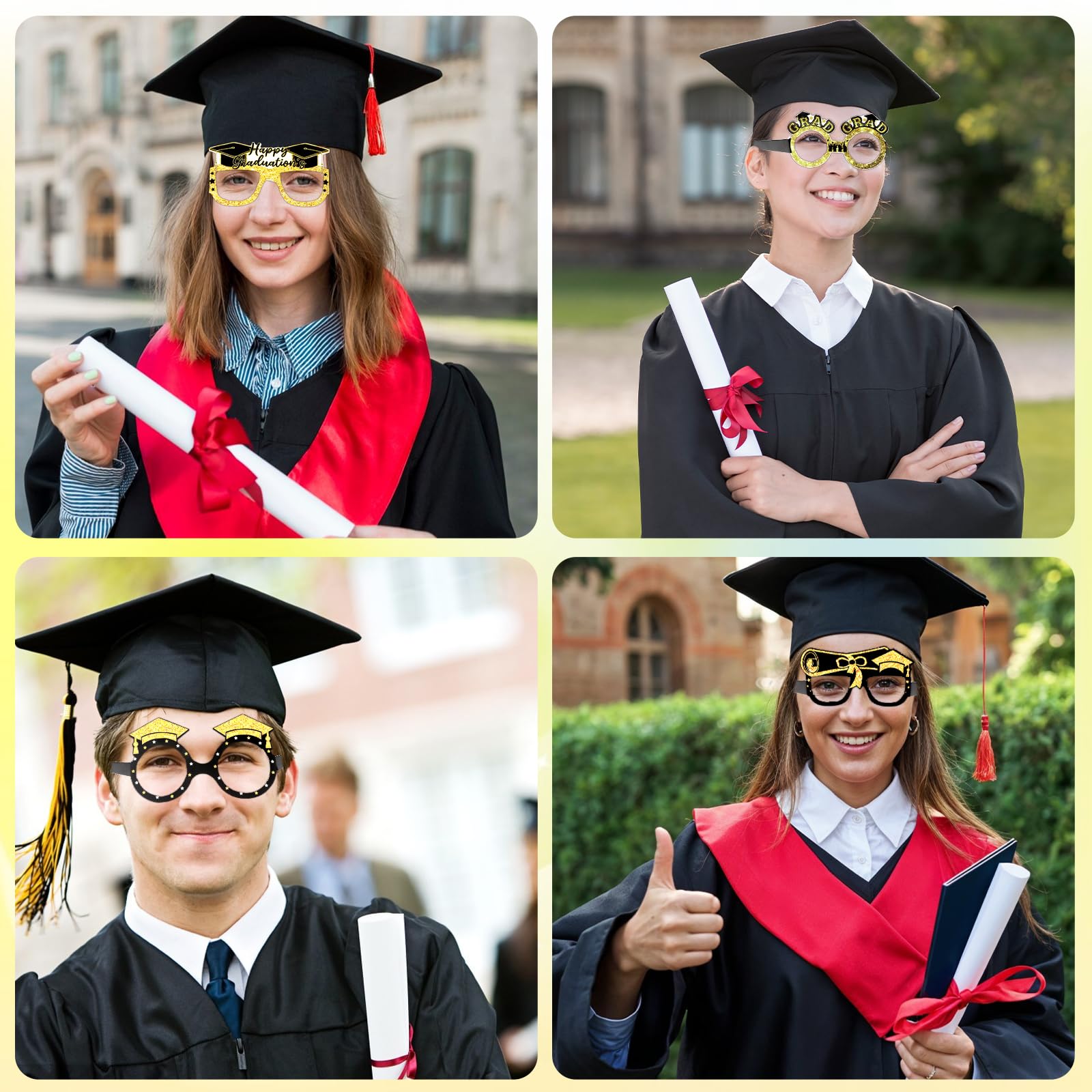 Snapklik.com : 6 Pcs Black And Gold Graduation Glasses 2025 Grad Party ...