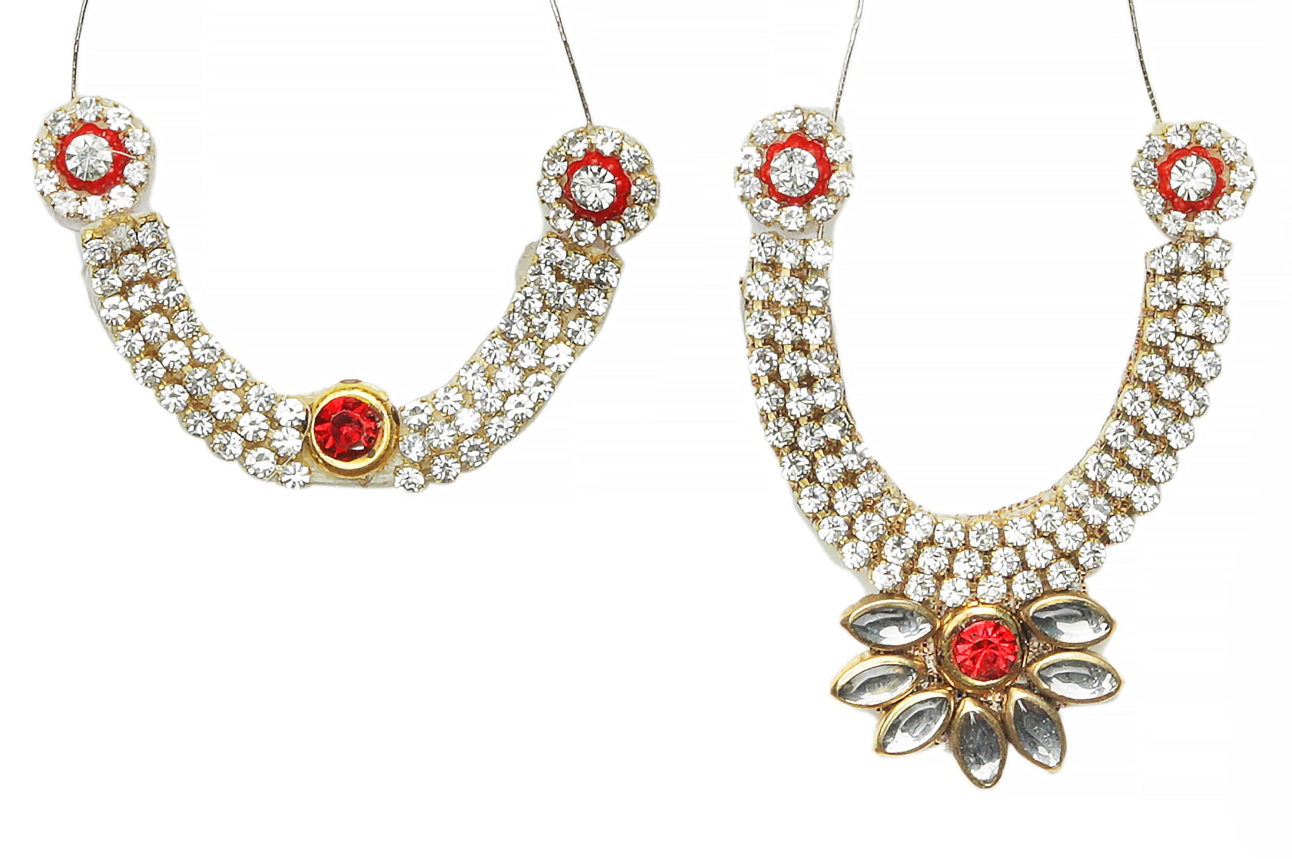 Buy Set of 2 Golden & Red Stone Mala Set for Laddu Gopal/Devi Maa/Radha ...