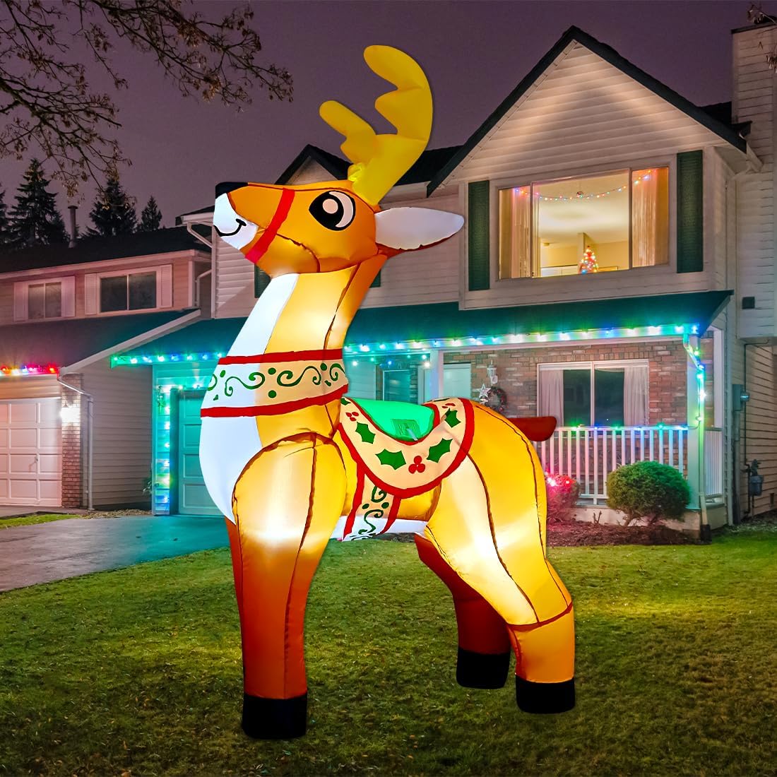 Amazon.com: 4 Foot Tall Lighted Christmas Inflatable Reindeer Moose ...