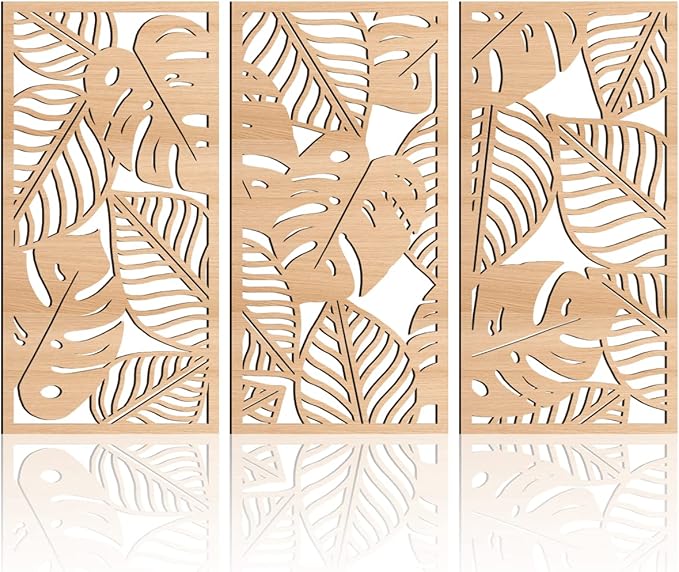 Amazon.com: IARTTOP Boho Tropical Leaf Wooden Art Decor,3 Pcs Abstract ...