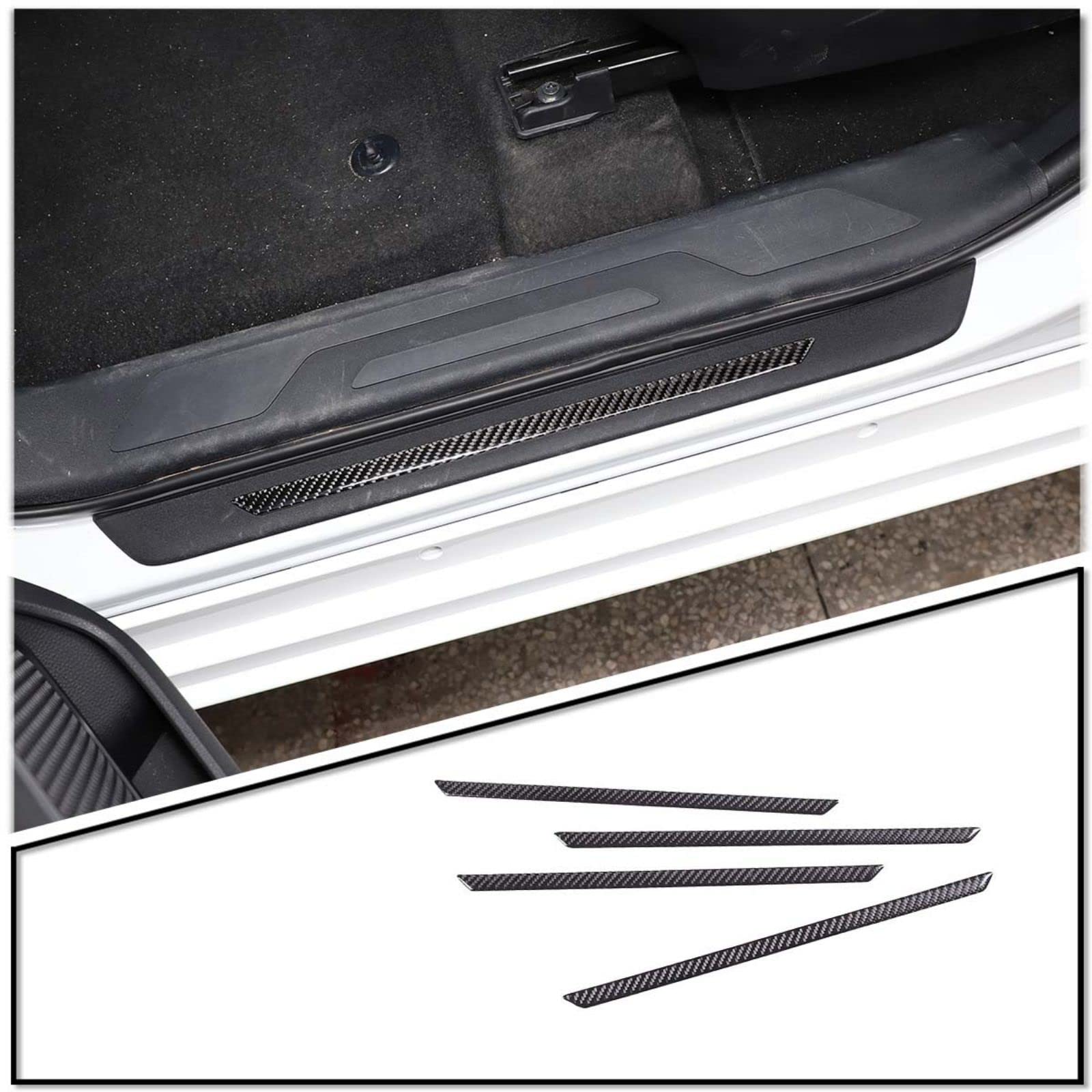 Car Door Sill Plate Protectors For Fiat 500 Carbon Fiber Vinyl Sticker ...